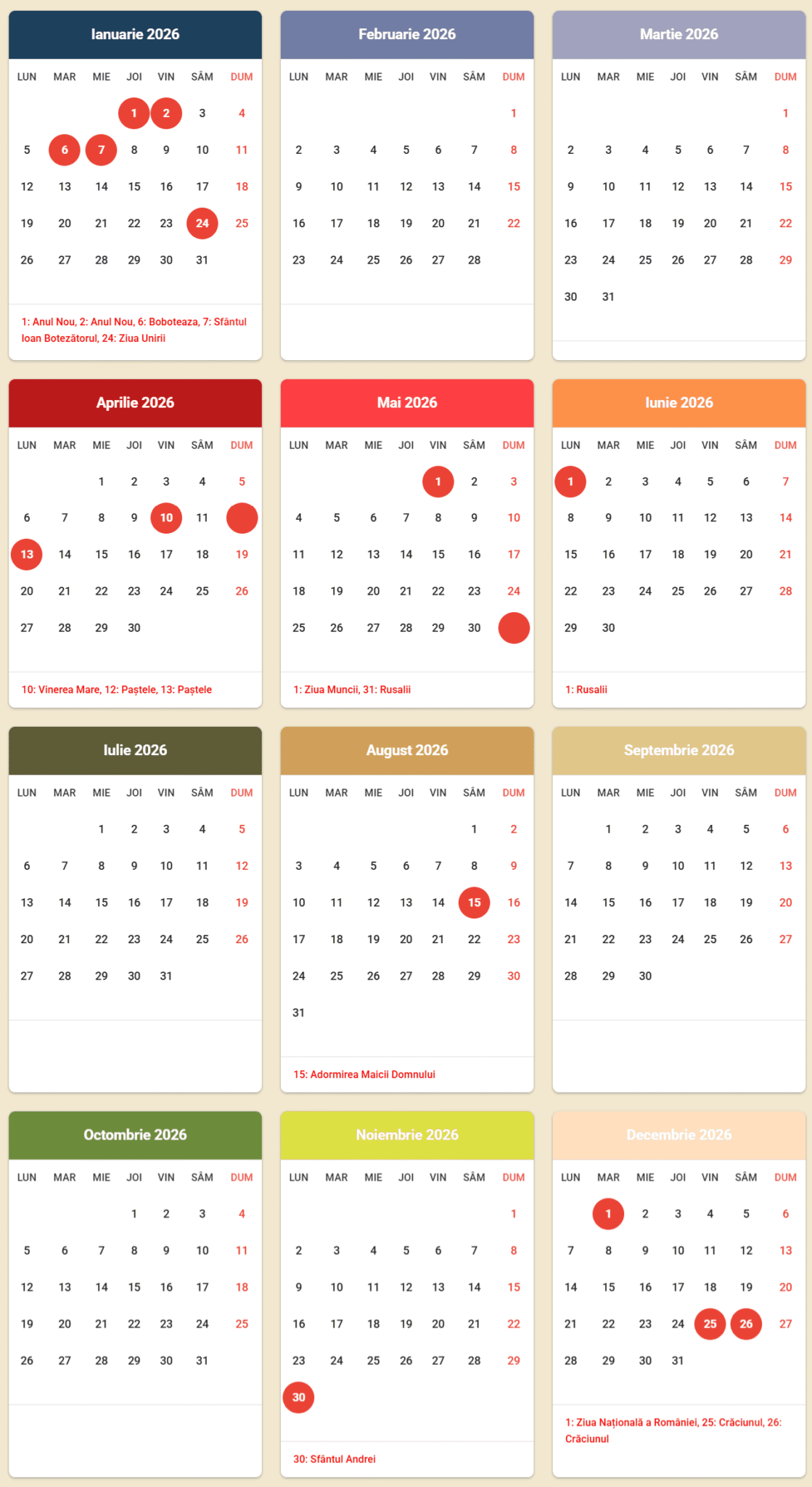 Zile Lucratoare 2026 - Calendarul Zilelor Lucrătoare